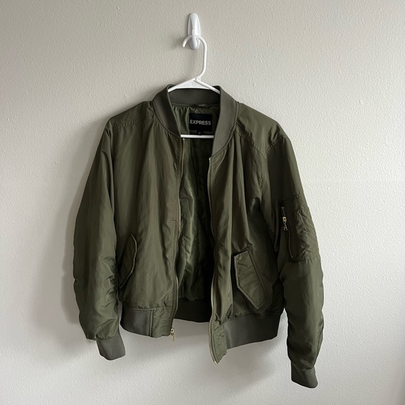 Express | Jackets & Coats | Express Olive Green Bomber Jacket | Poshmark